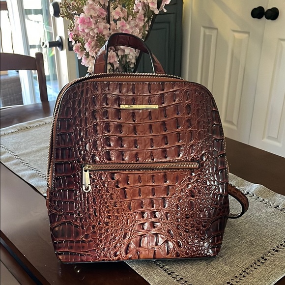 Brahmin | Bags | Brahmin Crocodileembossed Leather Backpack | Poshmark